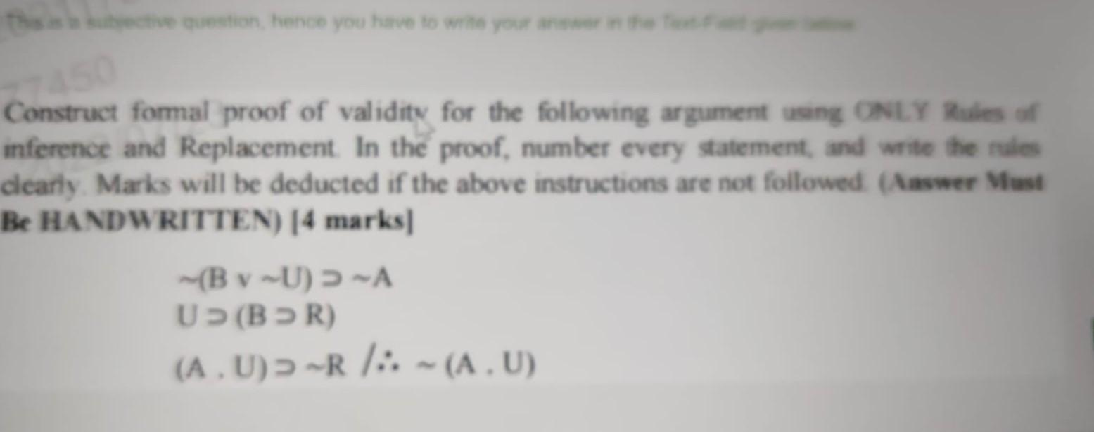 Solved Construct formal proof of validity for the following | Chegg.com