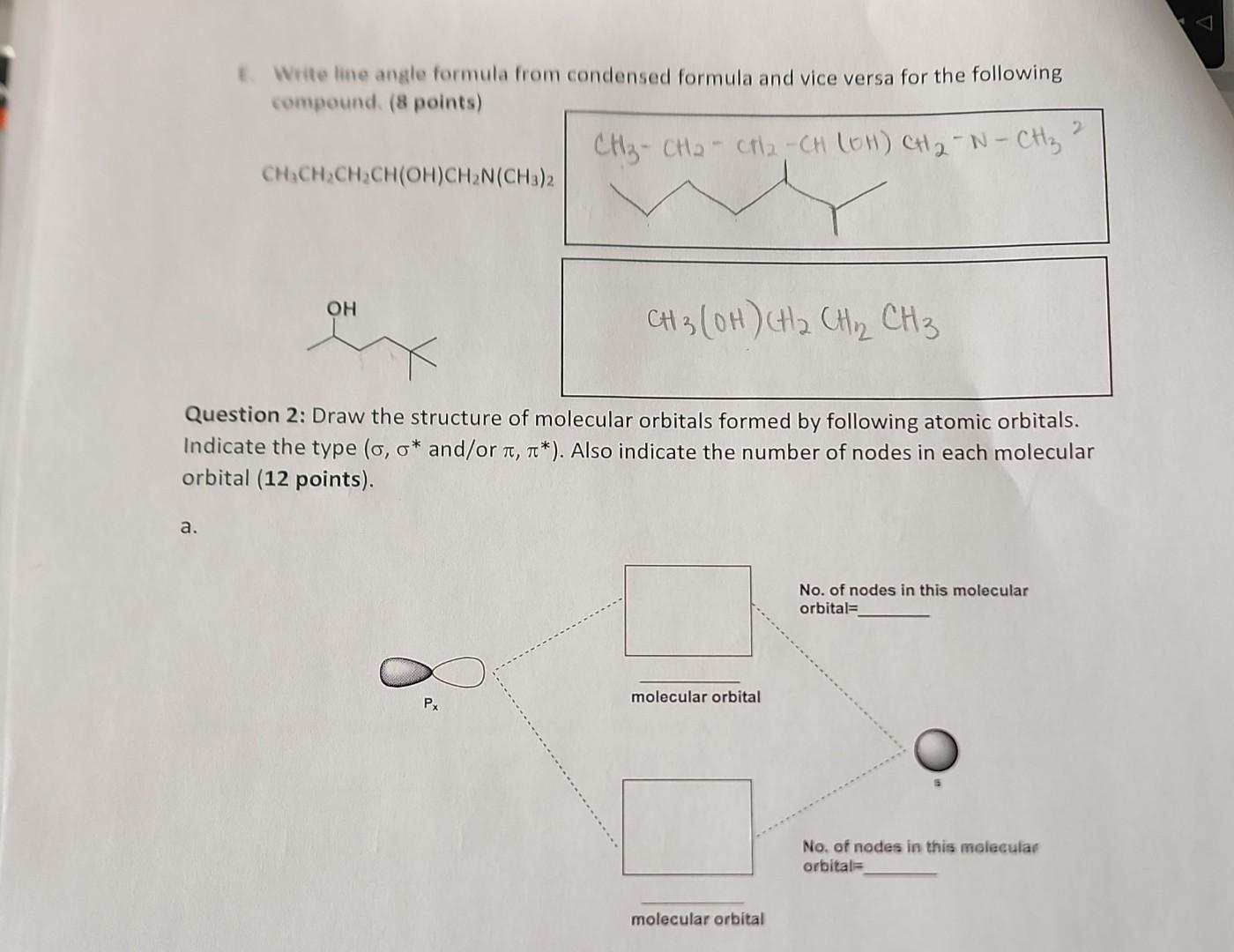 Solved 1. Write line angle formula from condensed formula | Chegg.com