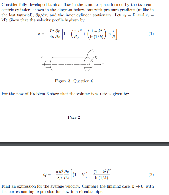 Solved Consider fully developed laminar flow in the annular | Chegg.com