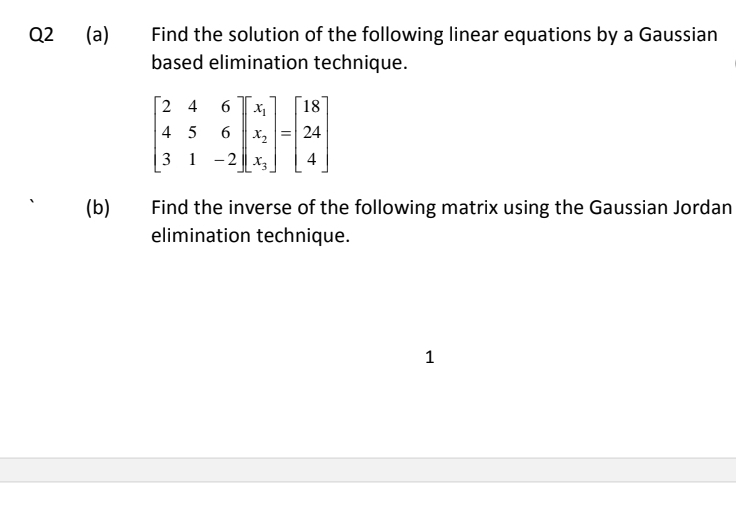 Solved Q2(a) ﻿Find the solution of the following linear | Chegg.com