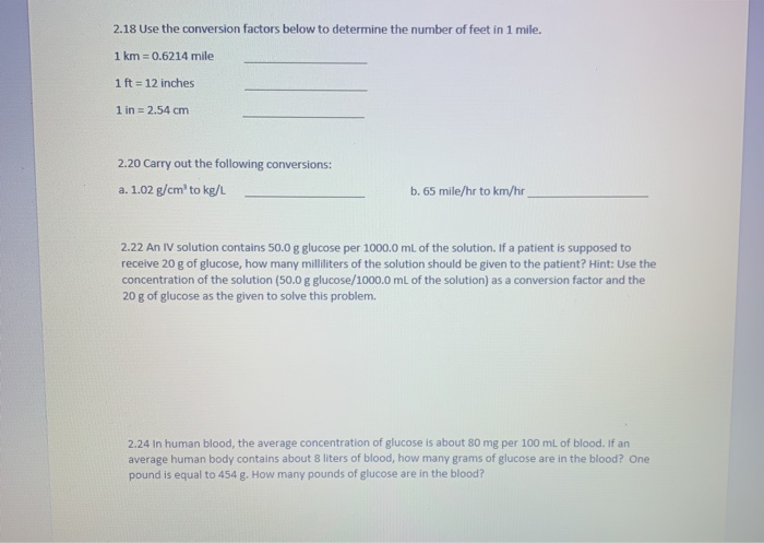Solved 2.18 Use the conversion factors below to determine | Chegg.com