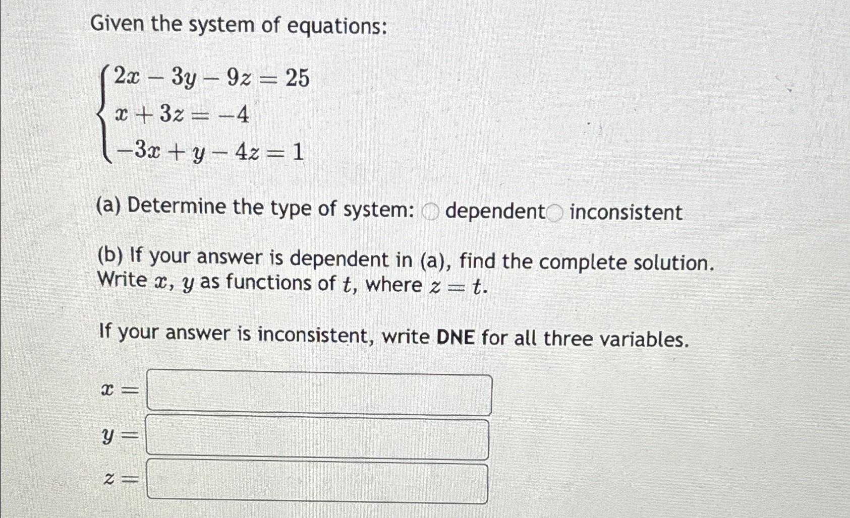 Solved Given the system of | Chegg.com