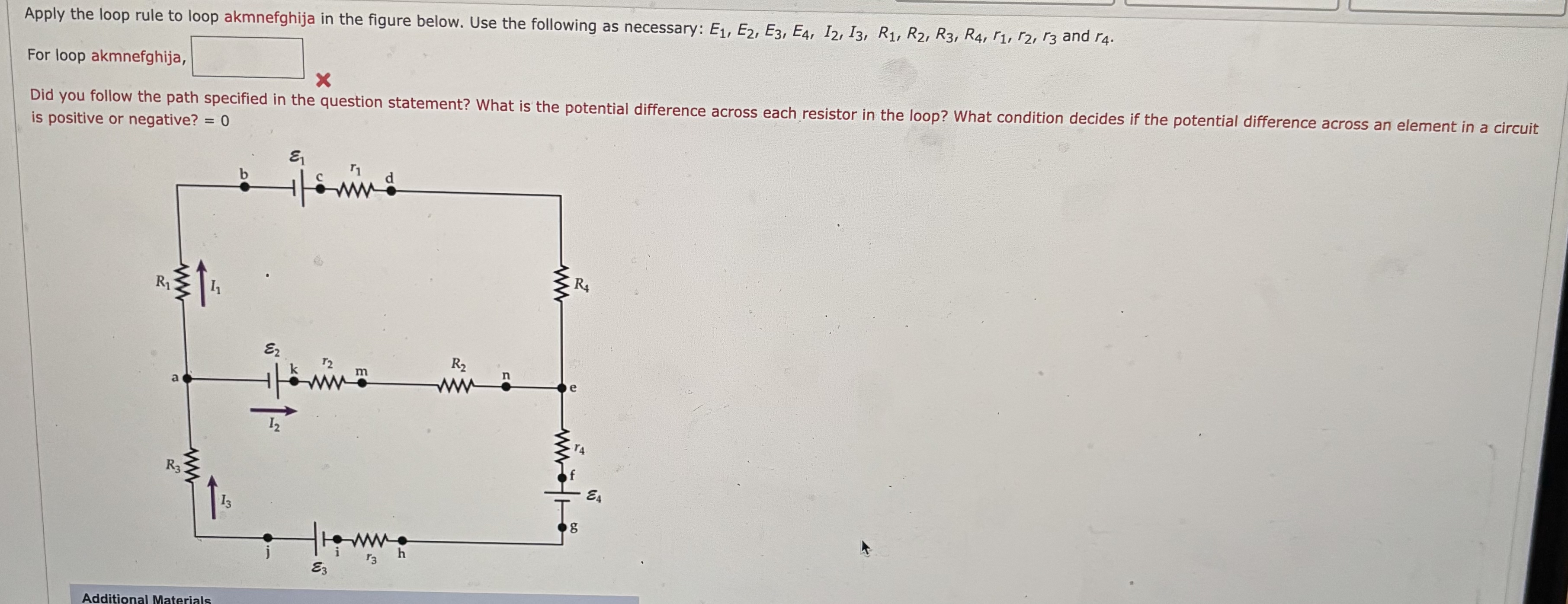 Solved Apply the loop rule to loop akmnefghija in the figure | Chegg.com