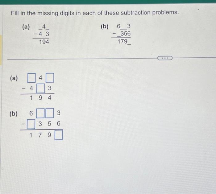 Solved Fill in the missing digits in each of these | Chegg.com