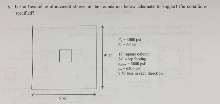 Solved 8. Is the flexural reinforcement shown in the | Chegg.com