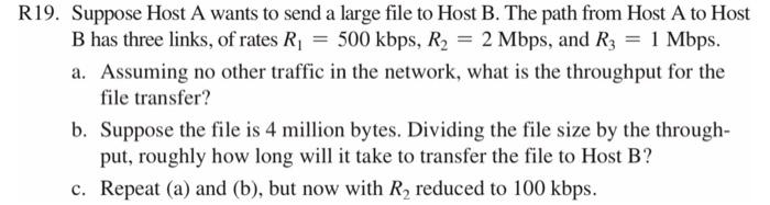 Solved 219. Suppose Host A wants to send a large file to | Chegg.com