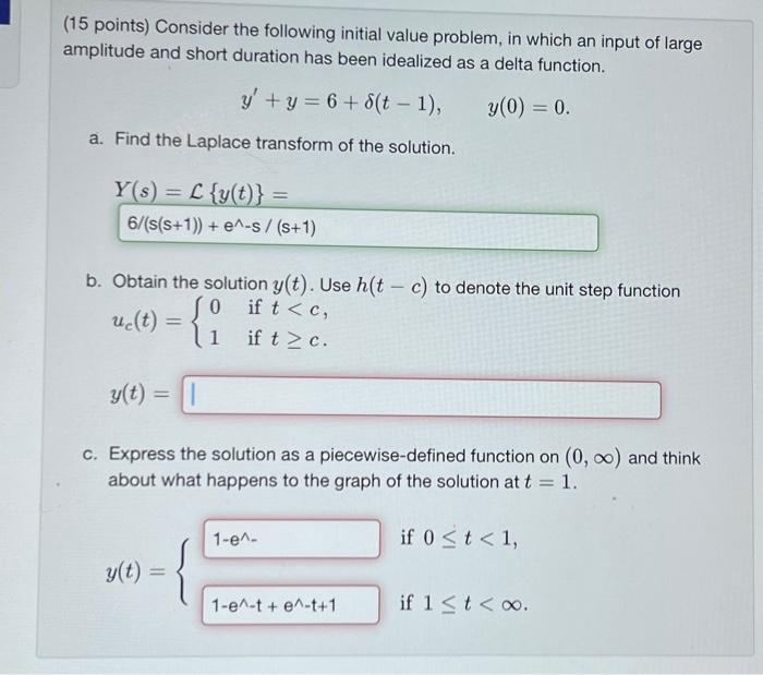 Solved (15 points) Consider the following initial value | Chegg.com