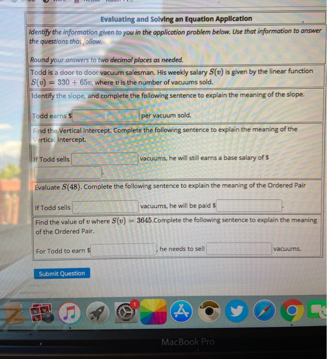 Solved Evaluating and Solving an Equation Application | Chegg.com