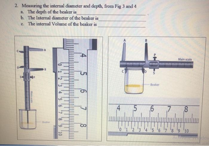 Solved 2. Measuring the internal diameter and depth, from | Chegg.com