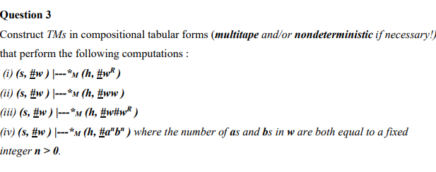 Solved Question 3Construct TMs in compositional tabular | Chegg.com
