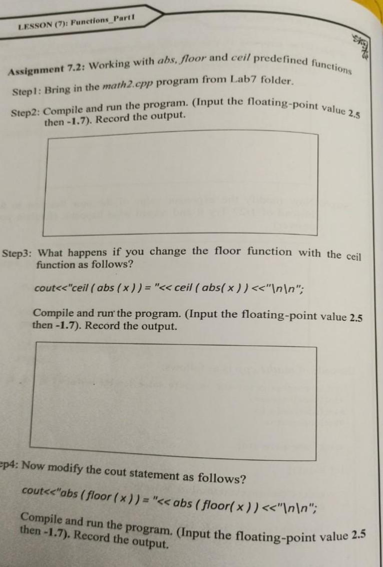 Solved LESSON (7): Functions_Parti SK Lesson 7 Exercises | Chegg.com