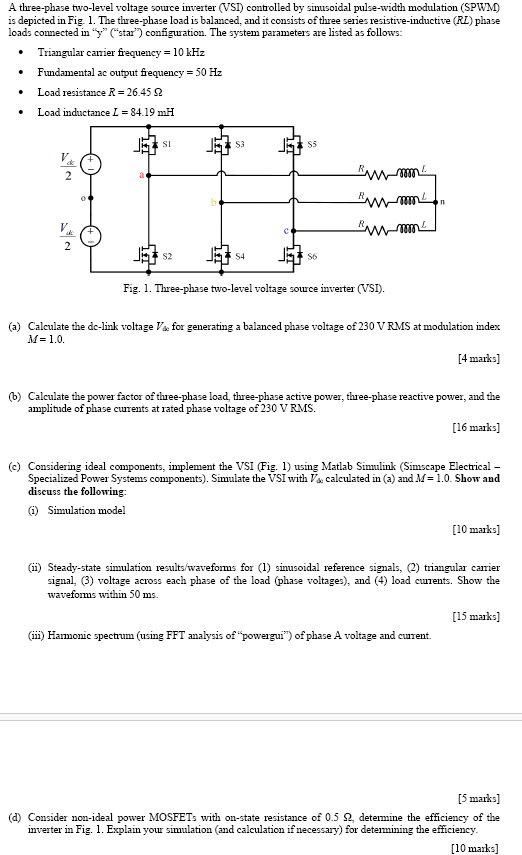 A three-phase two-level voltage source inverter (VSI) | Chegg.com