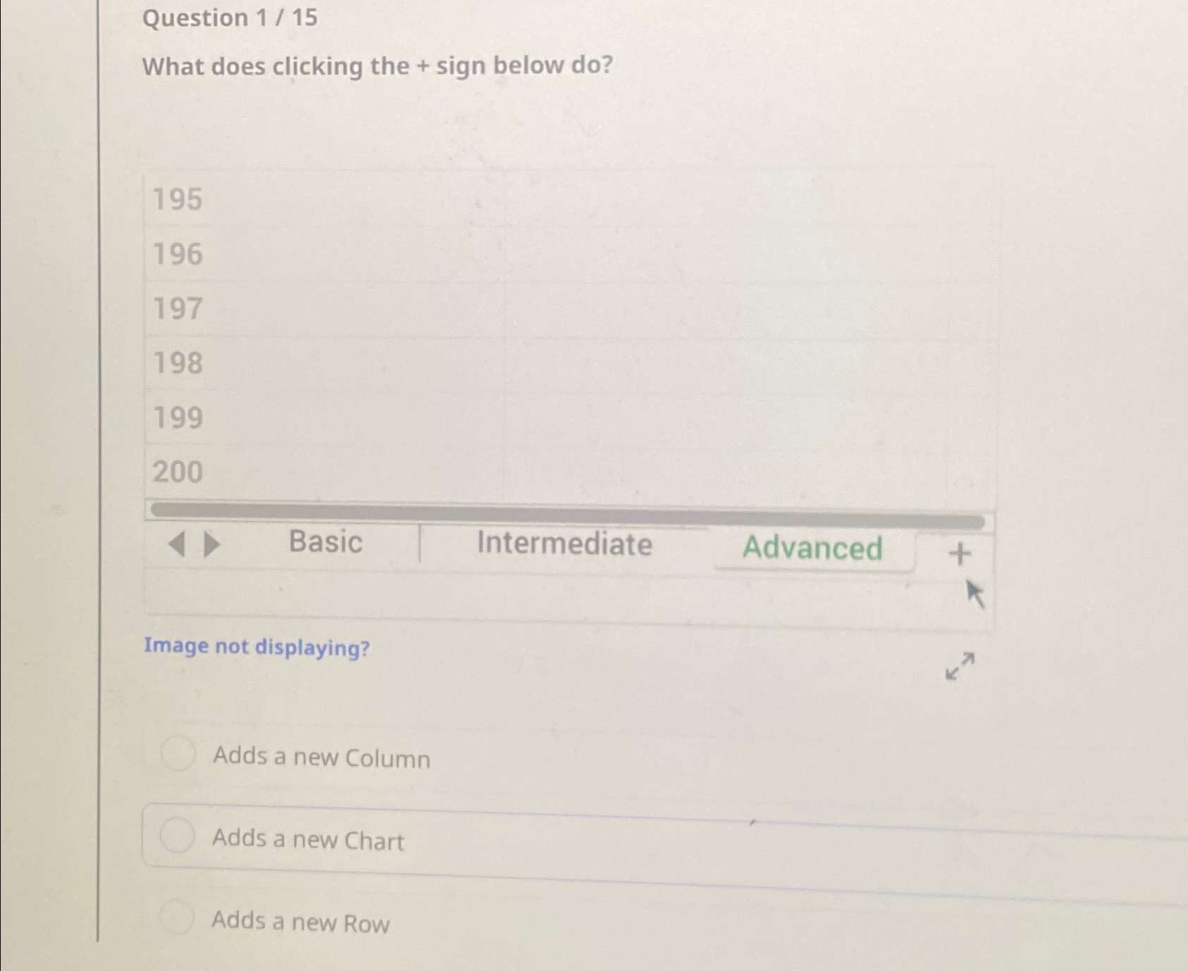Solved Question 1/ 15What does clicking the + ﻿sign below | Chegg.com