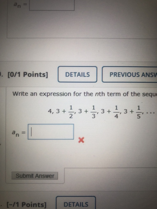 Solved Write an expression for the nth term of the sequence. | Chegg.com
