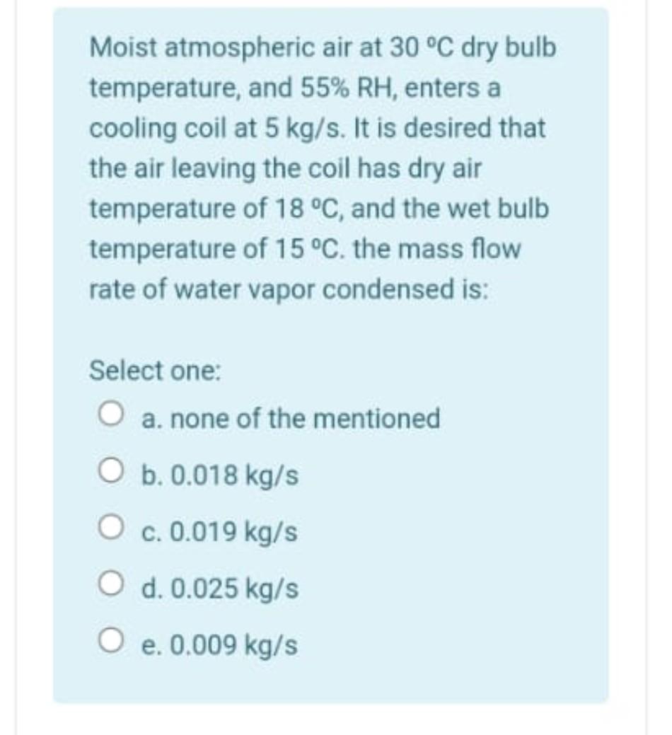 Solved Moist atmospheric air at 30 °C dry bulb temperature, | Chegg.com