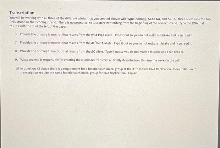 Solved Assignment 19 - Transcription and Translation This is | Chegg.com