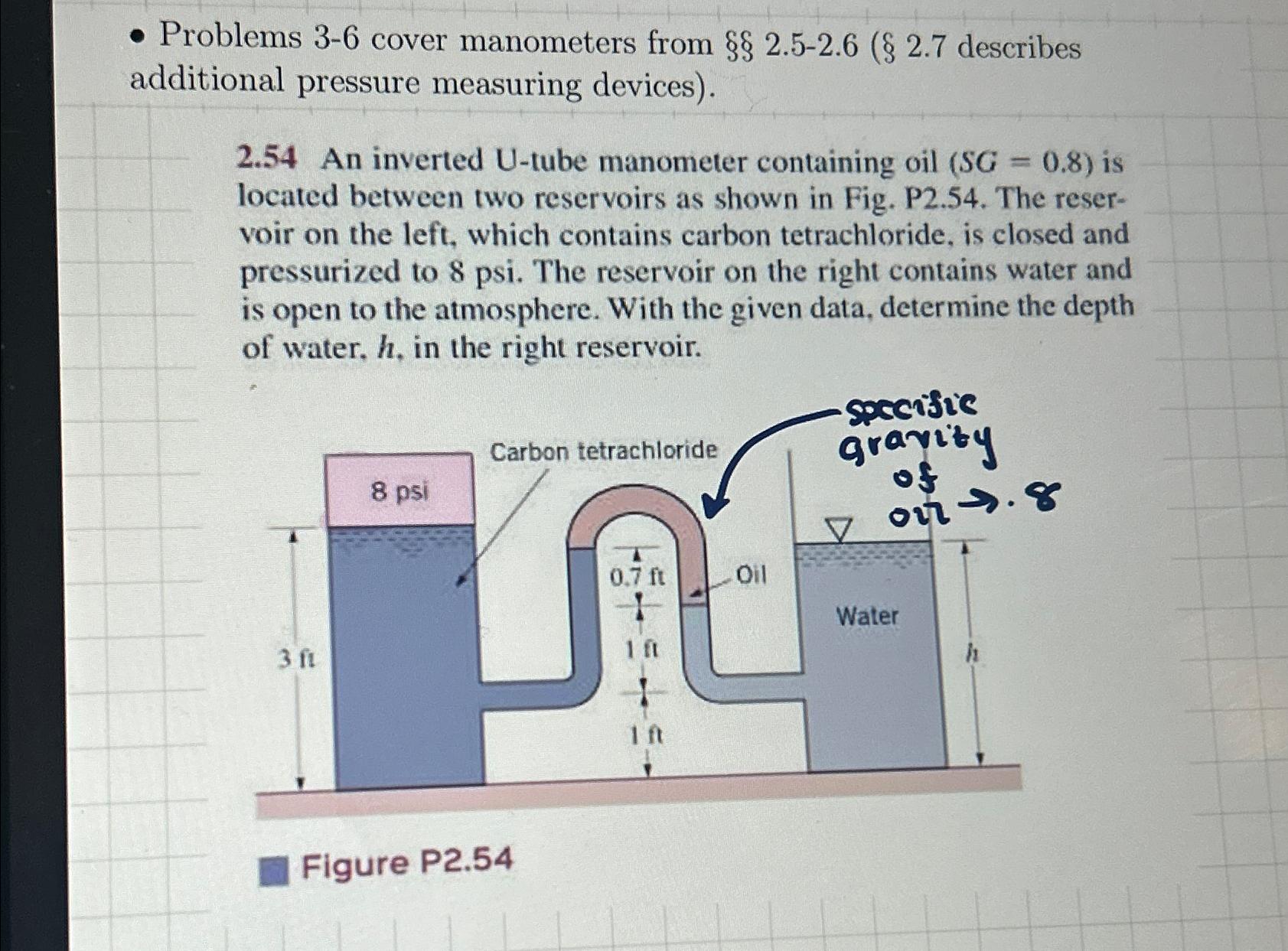 Solved Problems 3-6 cover manometers from §§ 2.5-2.6 ( £2.7 | Chegg.com