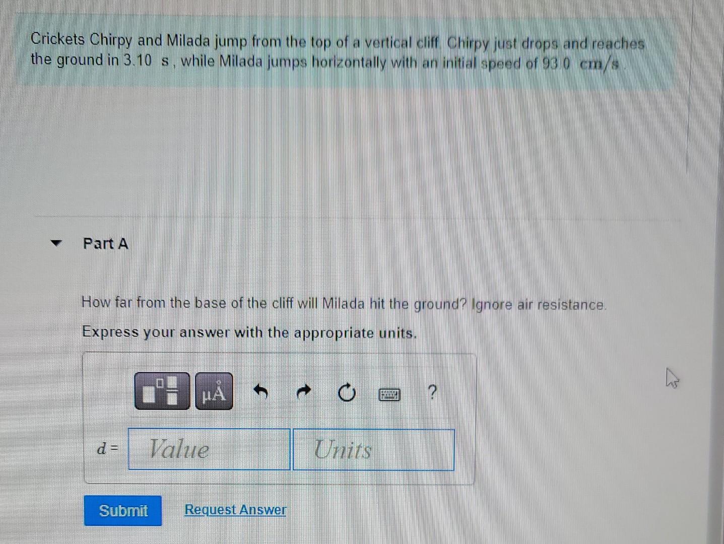 Solved Crickets Chirpy And Milada Jump From The Top Of A