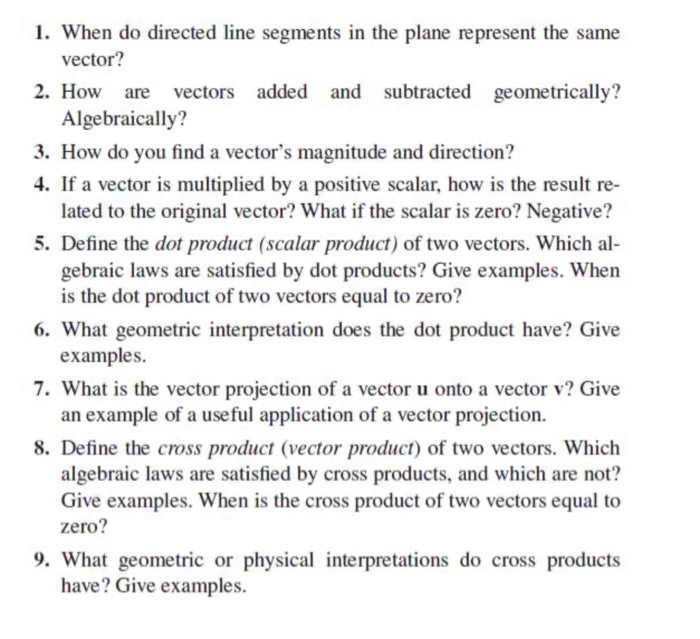 Solved 1. When do directed line segments in the plane | Chegg.com