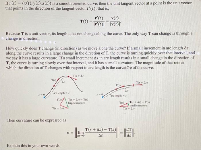 Solved If r(t)= x(t),y(t),z(t) is a smooth oriented curve, | Chegg.com