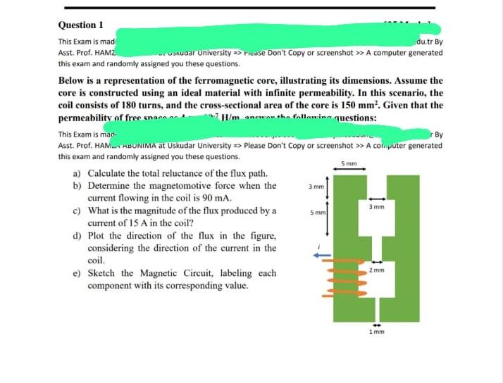 Solved a) Calculate the total reluctance of the flux path. | Chegg.com