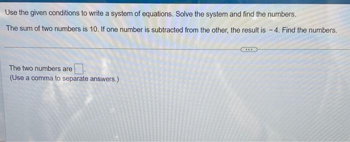 Solved Use the given conditions to write a system of | Chegg.com