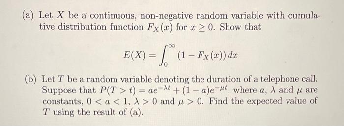 Solved (a) Let X be a continuous, non-negative random | Chegg.com