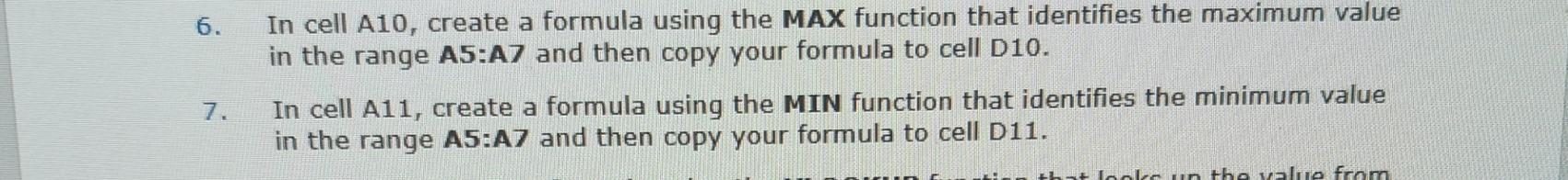 Solved In cell A10, ﻿create a formula using the MAX function | Chegg.com