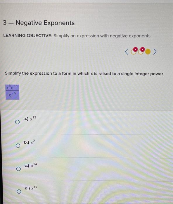 Solved 3- Negative Exponents LEARNING OBJECTIVE: Simplify an | Chegg.com