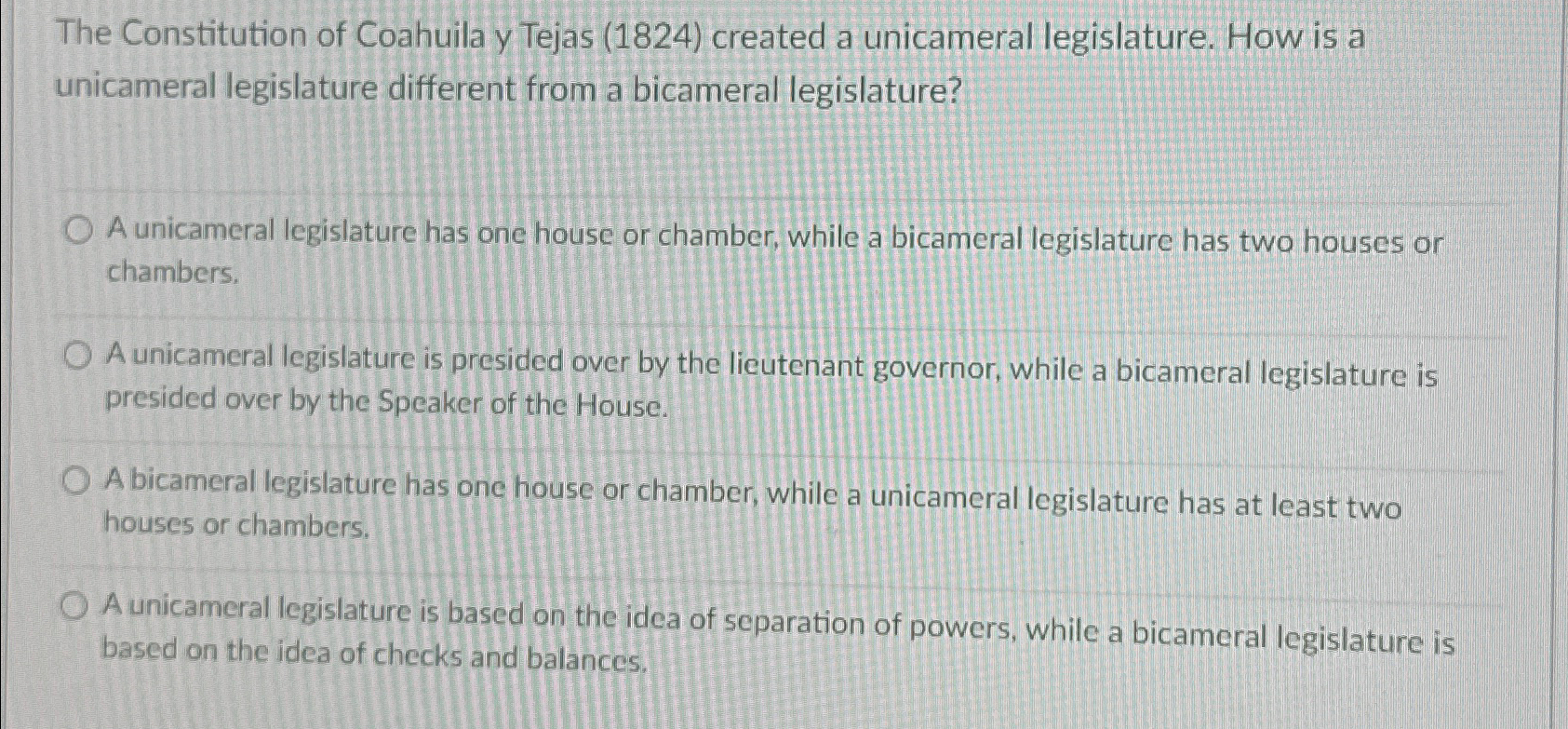 Solved The Constitution of Coahuila y Tejas (1824) ﻿created | Chegg.com