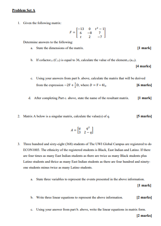 Solved Given the following | Chegg.com