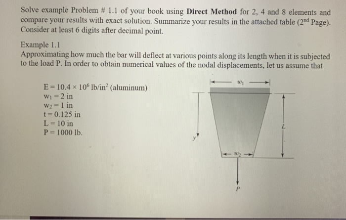 Solved Solve example Problem # 1.1 of your book using Direct | Chegg.com