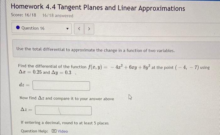 Solved Homework 4 4 Tangent Planes And Linear Approximations