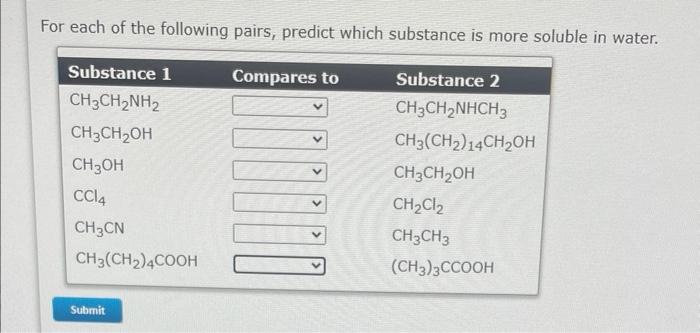 Solved For each of the following pairs, predict which | Chegg.com