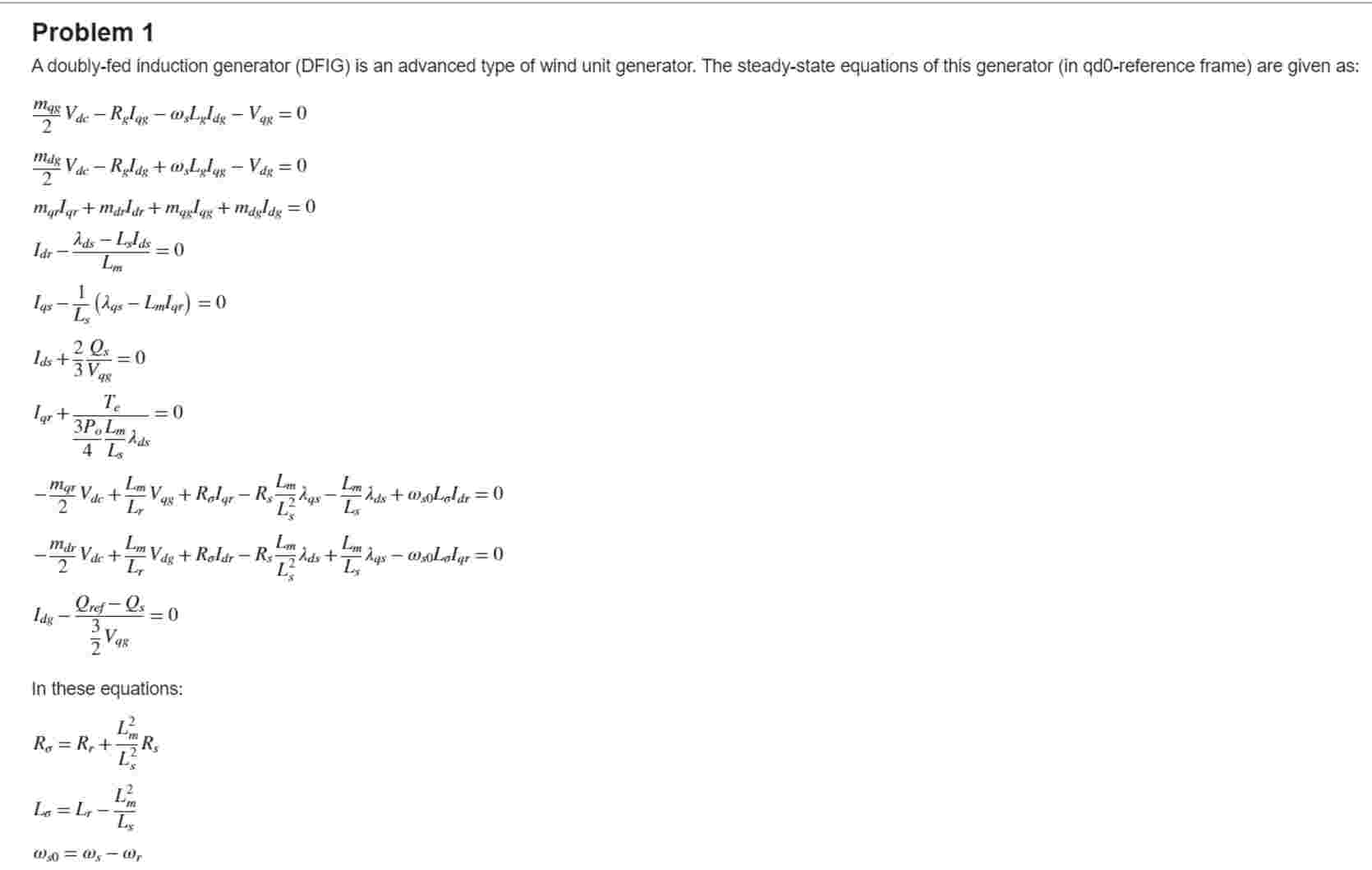 Solved Problem 1A doubly-fed induction generator | Chegg.com