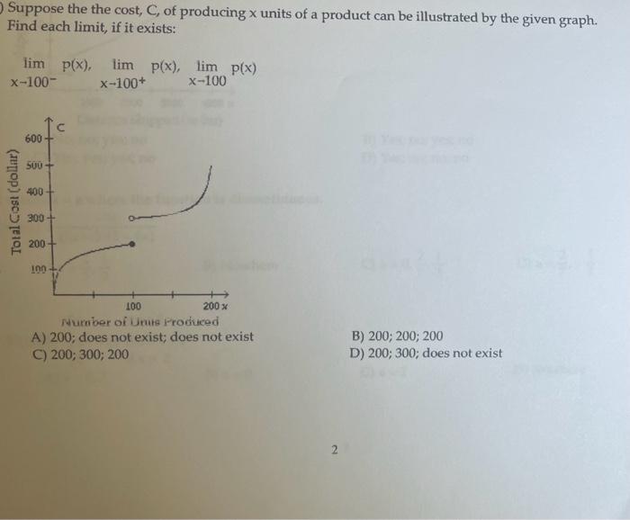 Solved O Suppose the the cost, C, of producing x units of a | Chegg.com