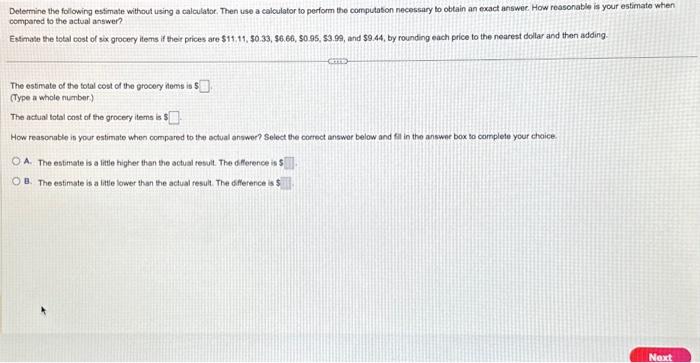 Solved Delermine the following estimate without using a | Chegg.com