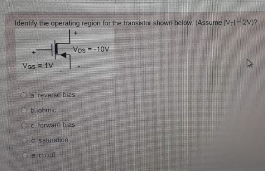 Solved Identify The Operating Region For The Transistor