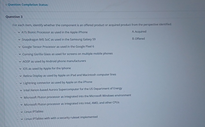 Solved Question Completion Status:Question 3For each item, | Chegg.com Solved Question Completion Status:Question 3For each item, | Chegg.com