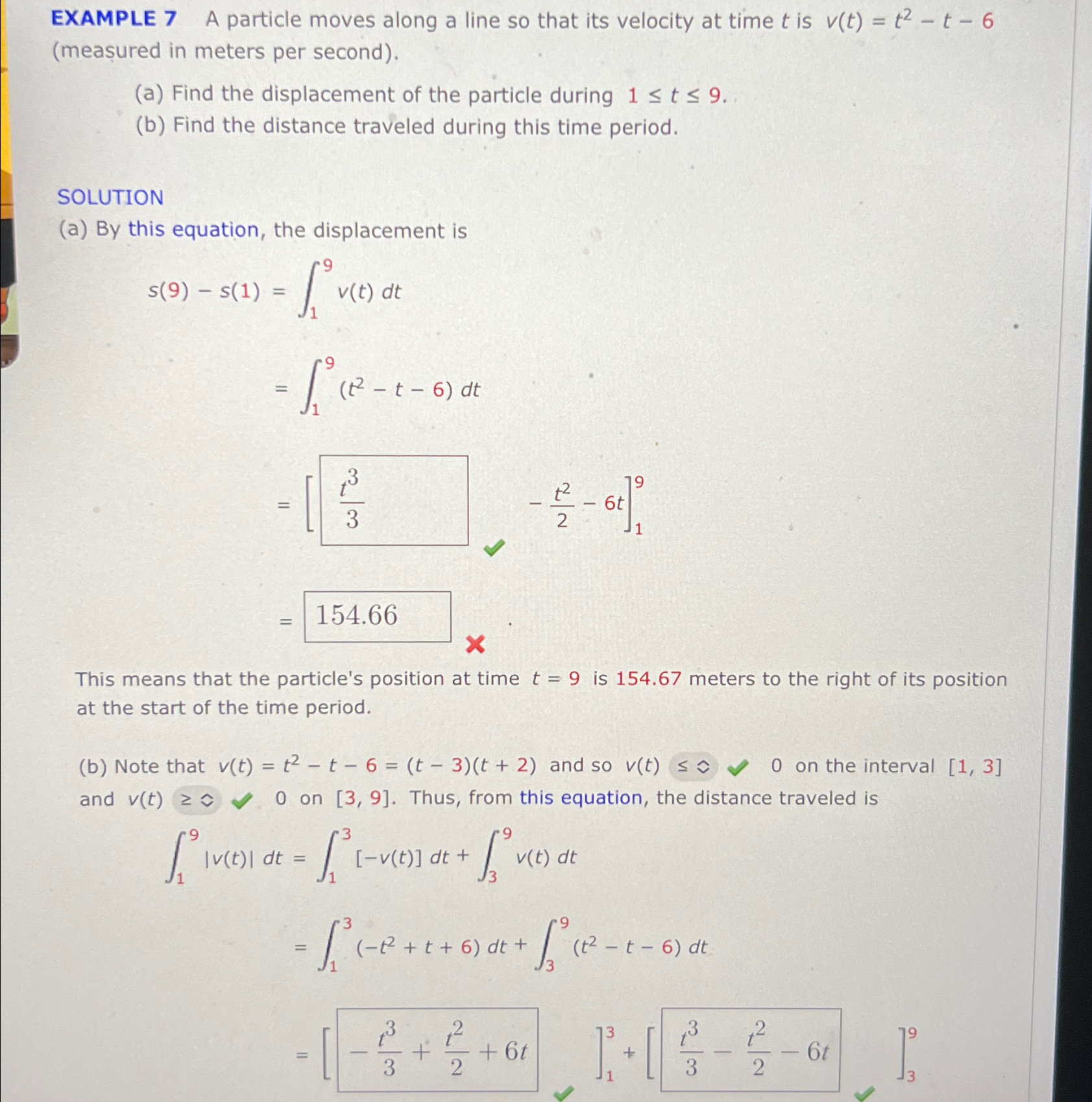 Solved EXAMPLE 7 ﻿A particle moves along a line so that its | Chegg.com