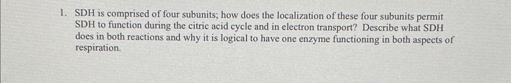 Solved SDH is comprised of four subunits; how does the | Chegg.com