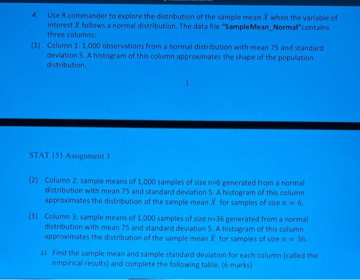Solved 4. Use R commander to explore the distribution of the | Chegg.com