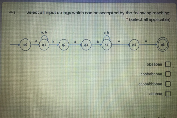 Solved نقاط Select all input strings which can be accepted | Chegg.com