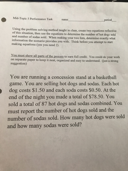 Solved Mid-Topic 5 Performance Task name period Using the | Chegg.com