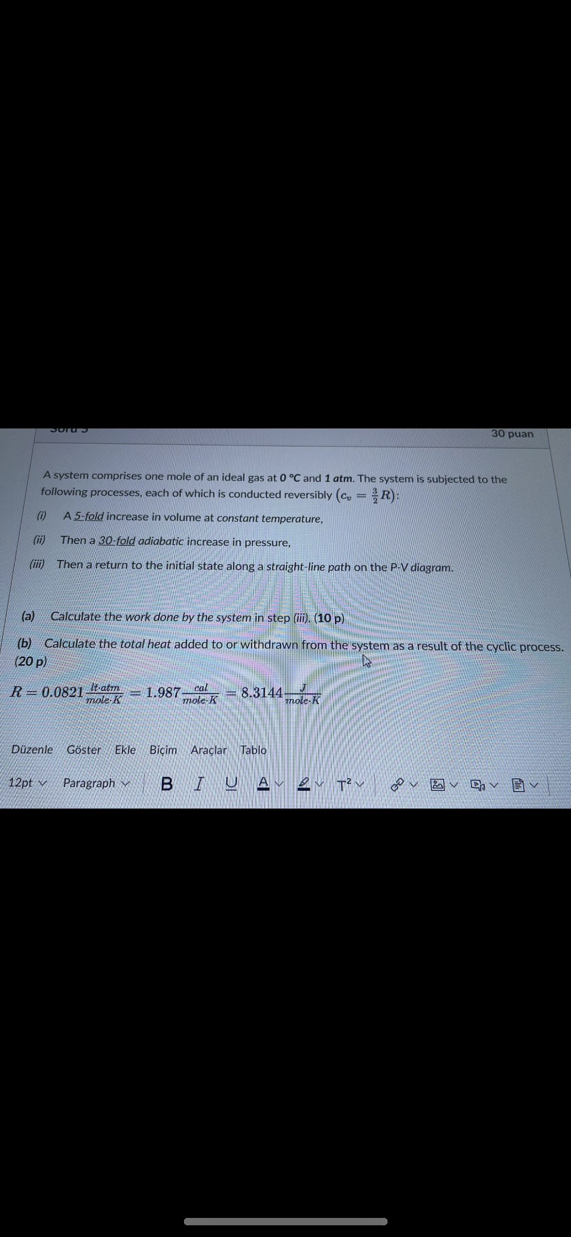 Solved A system comprises one mole of an ideal gas at 0°C | Chegg.com