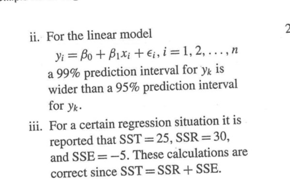 Solved ii. For the linear model Yi = Bo + Bixi +€i, i = 1, | Chegg.com