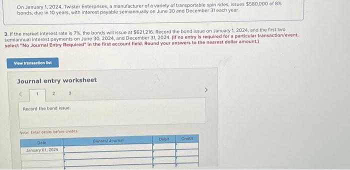 Solved help with 1-3 journal entries for bond issue, first | Chegg.com