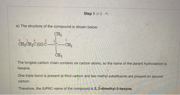 Solved Step 1 of 6 a) The structure of the compound is shown | Chegg.com