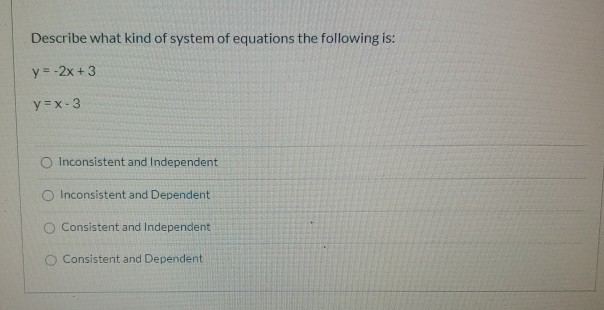 Solved Describe what kind of system of equations the | Chegg.com