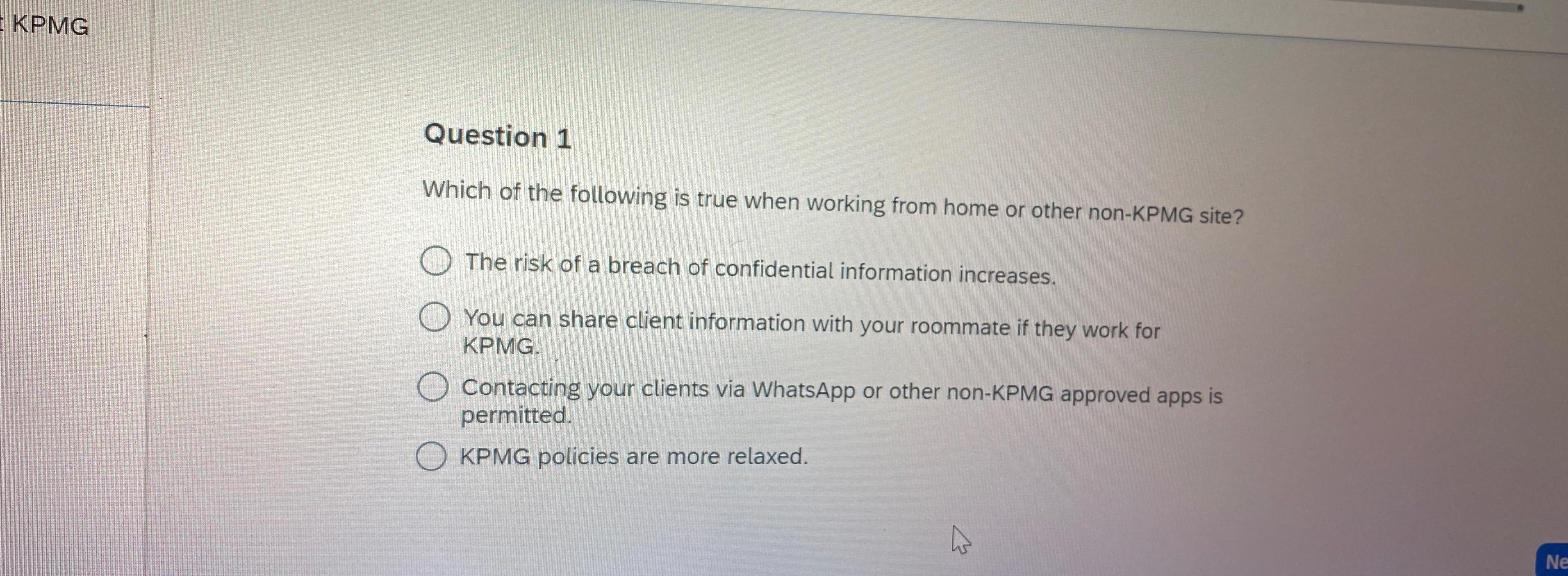 Solved KPMGQuestion 1Which of the following is true when | Chegg.com